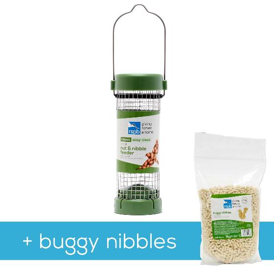 Classic easy-clean small nut & nibble feeder with 1kg buggy nibbles ...